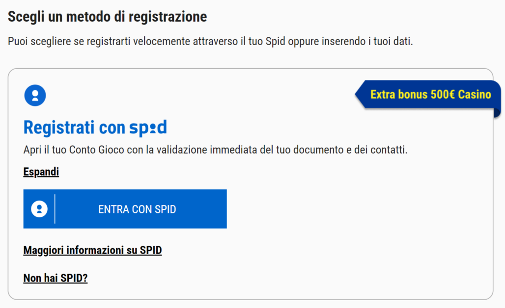 Bonus Senza Deposito con SPID Casinò: 5.000€ alla Registrazione